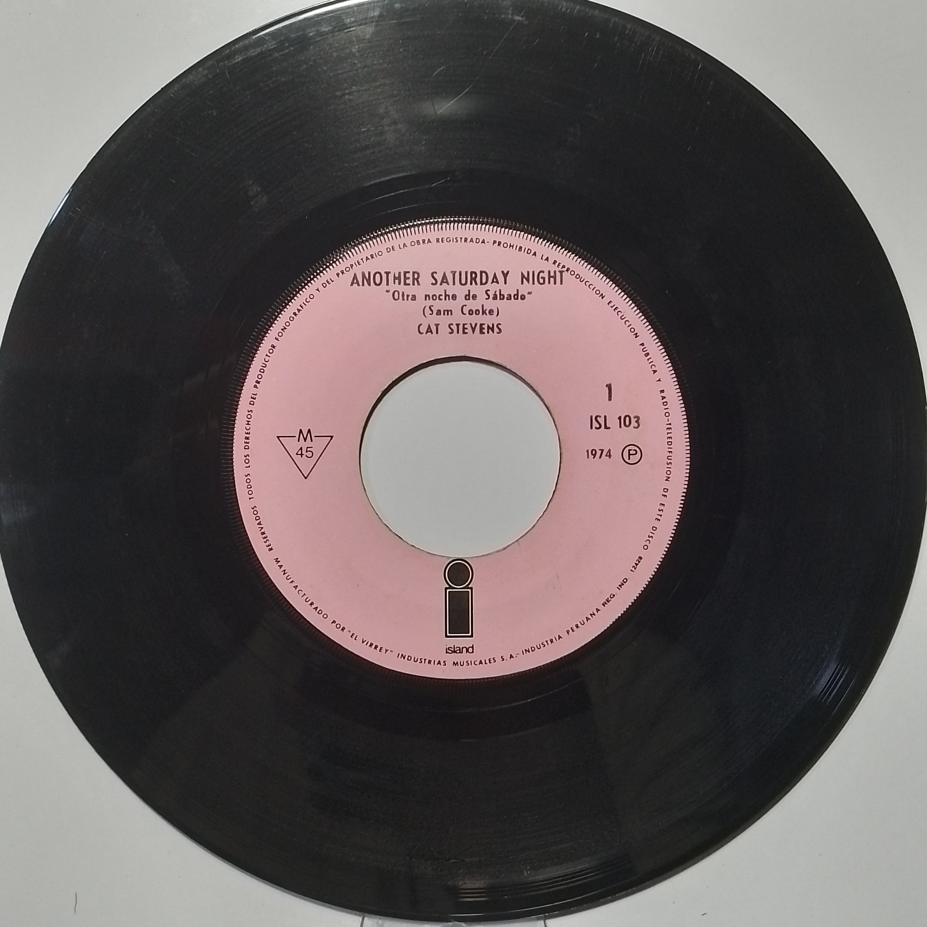single 7" Cat Stevens Another Saturday Night / Home In The Sky made pe ...
